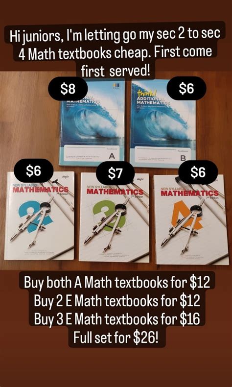 E Math Sec 2 To Sec 4 Textbooks New Syllabus O Levels Hobbies And Toys Books And Magazines