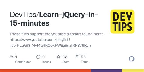 Github Devtipslearn Jquery In 15 Minutes These Files Support The