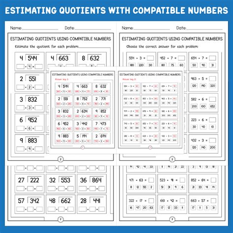 3 ÷ 1 Digit 3 ÷ 2 Rounding And Estimating Quotients Using