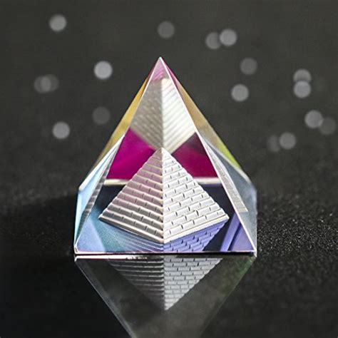Qfkris Crystal Pyramid Figurine Collectible Rainbow Color Prism Desk