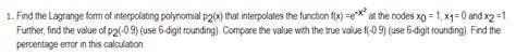 only using matlab find the lagrange form of