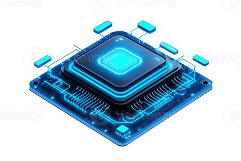 A Stylized Microprocessor Design Featuring Glowing Elements And A Stylized Microprocessor Design Featuring Glowing Elements And