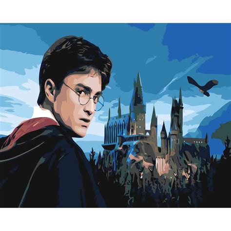 Комплект за рисуване по числа Хари Потър 3371 памучно платно върху дървена рамка 90x120 см