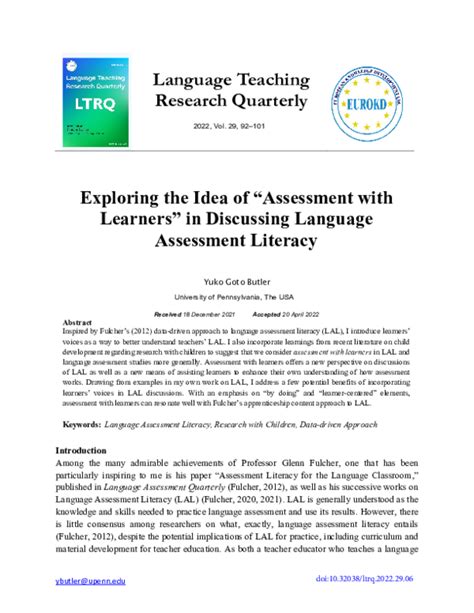 Pdf Exploring The Idea Of “assessment With Learners” In Discussing