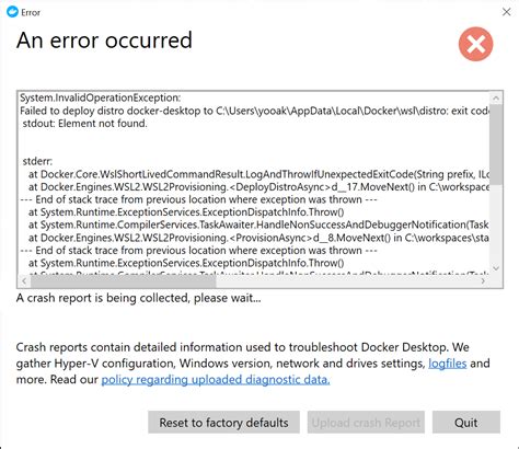 Failed To Deploy Distro Docker Desktop To Xxx Exit Code 1 Stdout Element Not Found · Issue