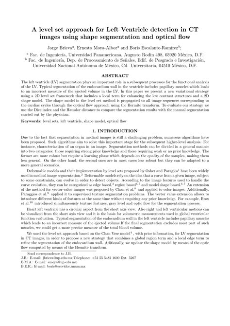 Pdf A Level Set Approach For Left Ventricle Detection In Ct Images Using Shape Segmentation