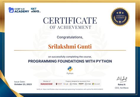 Completed A Python Course Srilakshmi Gunti Posted On The Topic Linkedin