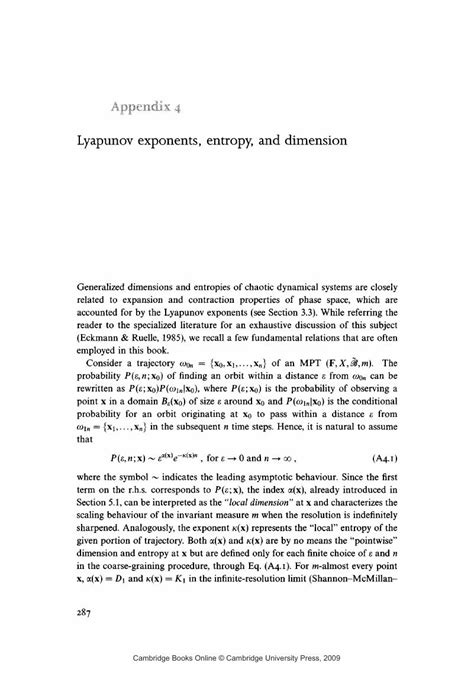 Lyapunov Exponents Entropy And Dimension Appendix 4 Complexity