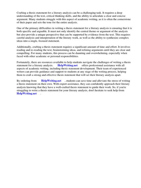 How To Write A Thesis Statement Literary Analysis Pdf Essays Analysis