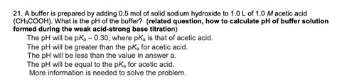 Solved A Buffer Is Prepared By Adding Mol Of Solid Chegg
