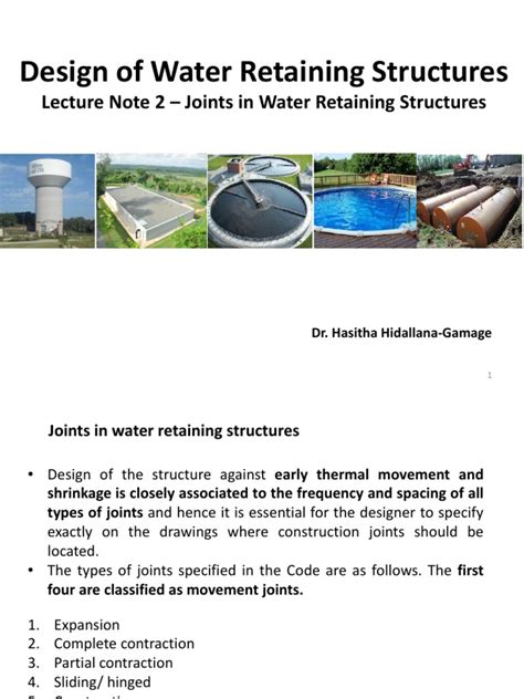 Wrs Lecture Note 2 Joints In Water Retaining Structures Pdf