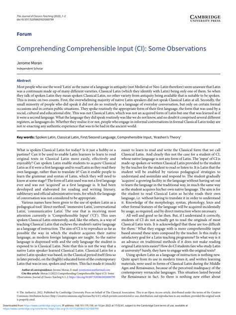 PDF Comprehending Comprehensible Input CI Some Observations