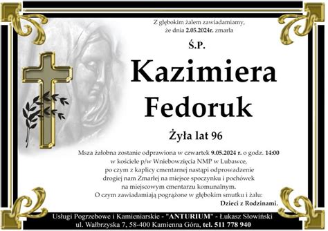 Śp Kazimiera Fedoruk Nekrolog