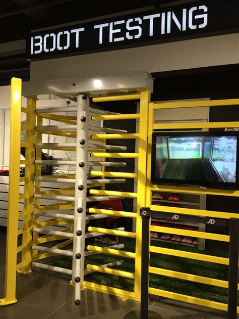 The Boot Testing Area With Fake Grass And A Goal Customers Can Kick A