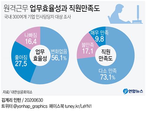 그래픽 원격근무 업무효율성과 직원만족도 연합뉴스