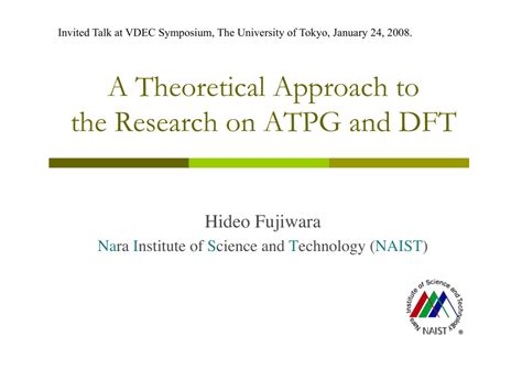 Pdf A Theoretical Approach To The Research On Atpg And Dft