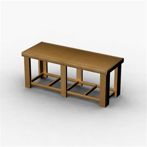 Workbench Wooden Large 3d Model 39 Obj Fbx Ma Free3d