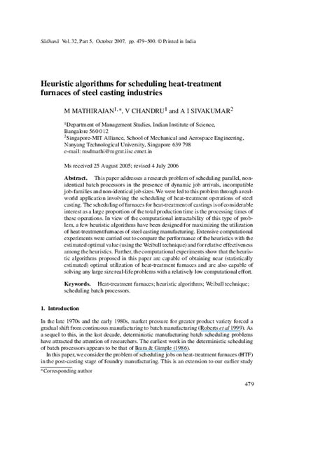 Pdf Heuristic Algorithms For Scheduling Heat Treatment Furnaces Of