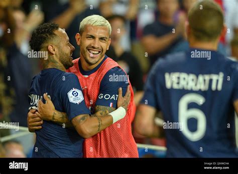 Neymar Jr And Leandro Paredes During The French Ligue 1 L1 Football