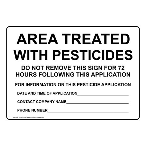 Area Treated With Pesticides Sign Nhe 27366 Hazmat Pesticide