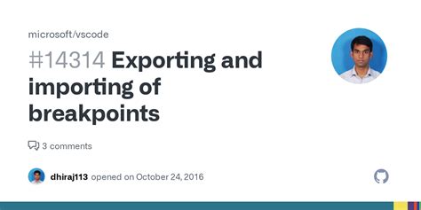 Exporting And Importing Of Breakpoints · Issue 14314 · Microsoft