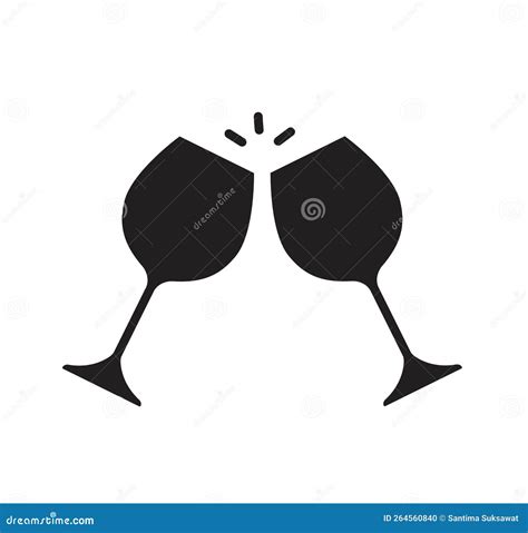 Cheers Wine Glass Silhouette Vector Illustration Stock Vector