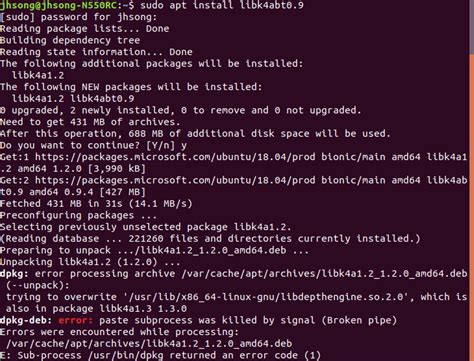 Unable To Install Libk4abt09094 On Ubuntu 1804 Lts With K4a Tools130 · Issue 857