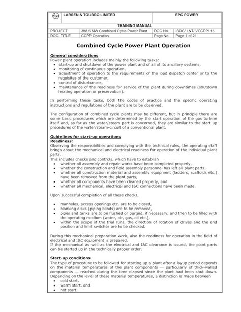 PDF Doc Combined Cycle Power Plant Operation DOKUMEN TIPS