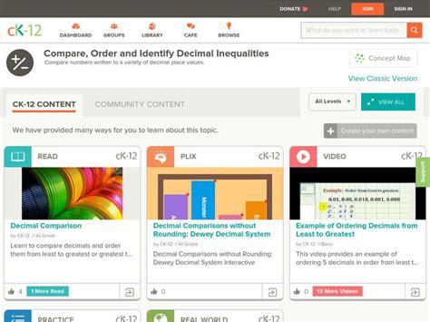 Ck 12 Arithmetic Decimal Comparisons Without Rounding Unit Plan For