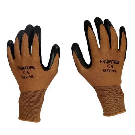 Safety Brown Shell With Black Crinkle Finish Latex Coating Glove Large