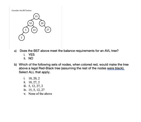 Solved Consider The Bst Below A Does The Bst Above Meet