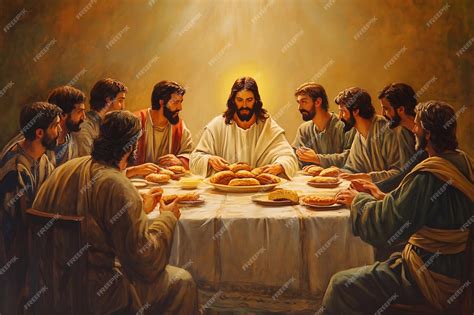 Jesús Comparte El Pan Con Sus Discípulos En La Última Cena Imagen