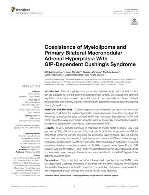 Pdf Coexistence Of Myelolipoma And Primary Bilateral Macronodular