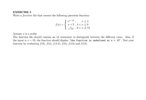 Solved Exercise Write A Function File That Creates The Chegg
