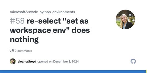 Re Select Set As Workspace Env Does Nothing · Issue 58 · Microsoftvscode Python Environments