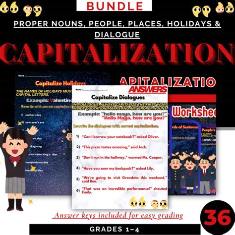 Capitalization Bundle Proper Nouns People Places Holidays