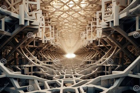 3d Lattice Structure Unfolding And Converging In A Mesmerizing Manner Stock Illustration
