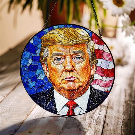 Donald Trump Stained Glass Suncatcher Patriotic Art Unique T For