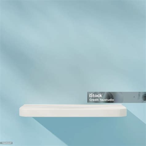 밝은 하늘색 연단이 있는 정사각형의 흰색 연단의 빈 장면 3d 렌더링 0명에 대한 스톡 사진 및 기타 이미지 0명 3차원 형태 강단 Istock