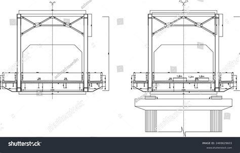 Steel Truss Bridge Cross Section Architectural Stock Vector Royalty
