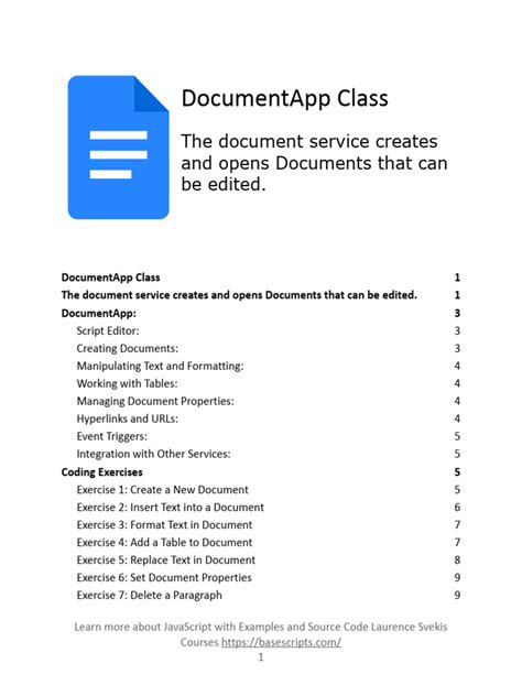 apps script exercises docs pdf scripting language application