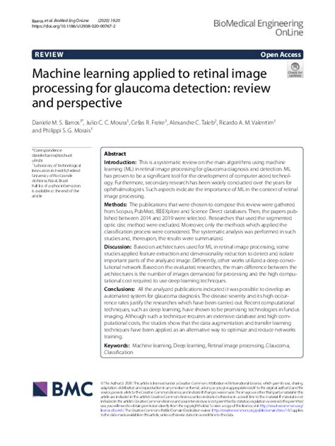 Pdf Machine Learning Applied To Retinal Image Processing For Glaucoma