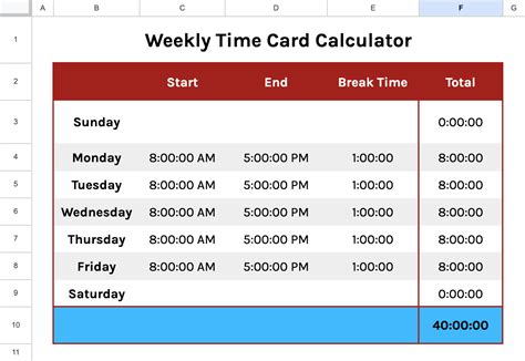 Excel Timesheet Calculator Template