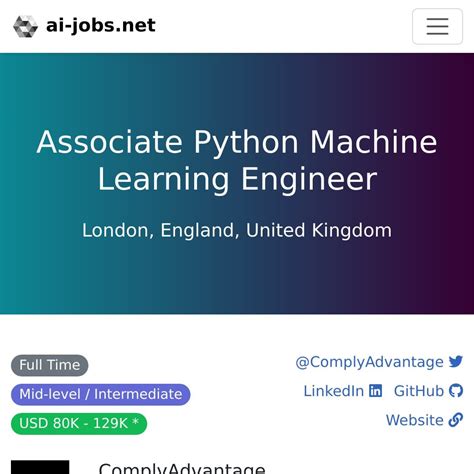 [hiring] associate python machine learning engineer in london england