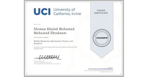 Shimaa Khaled On Linkedin Completion Certificate For Mobile Marketing Optimization Tactics