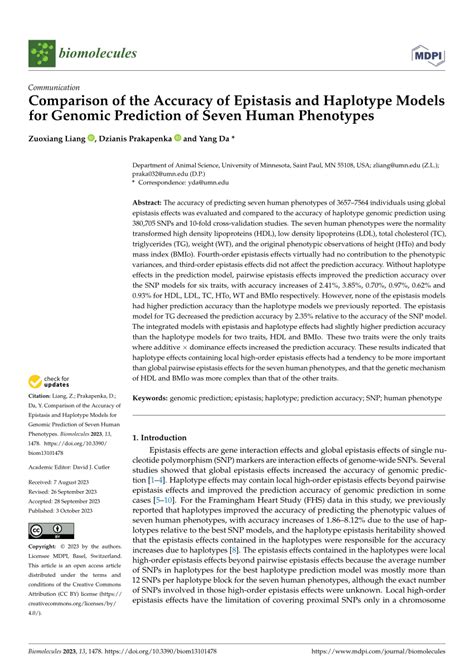 Pdf Comparison Of The Accuracy Of Epistasis And Haplotype Models For