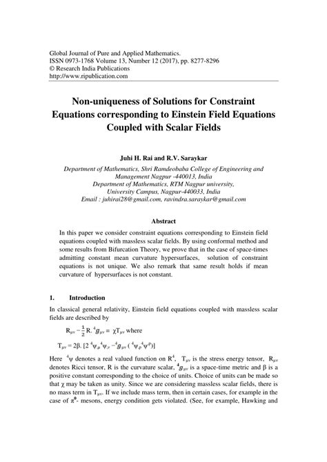 Pdf Non Uniqueness Of Solutions