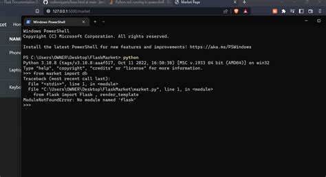 Python Powershell Error Rflask
