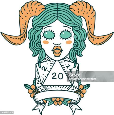 자연스러운 20 D20 롤 일러스트레이션으로 타이플링 굴리기에 대한 스톡 벡터 아트 및 기타 이미지 굴리기 명랑한 문신