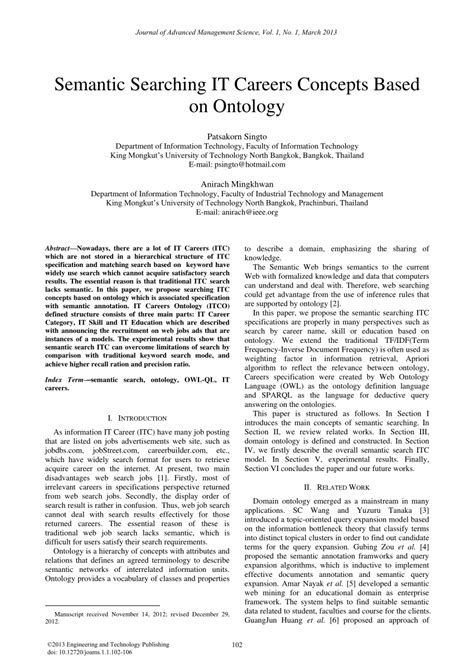 Pdf Semantic Searching It Careers Concepts Based On Ontology